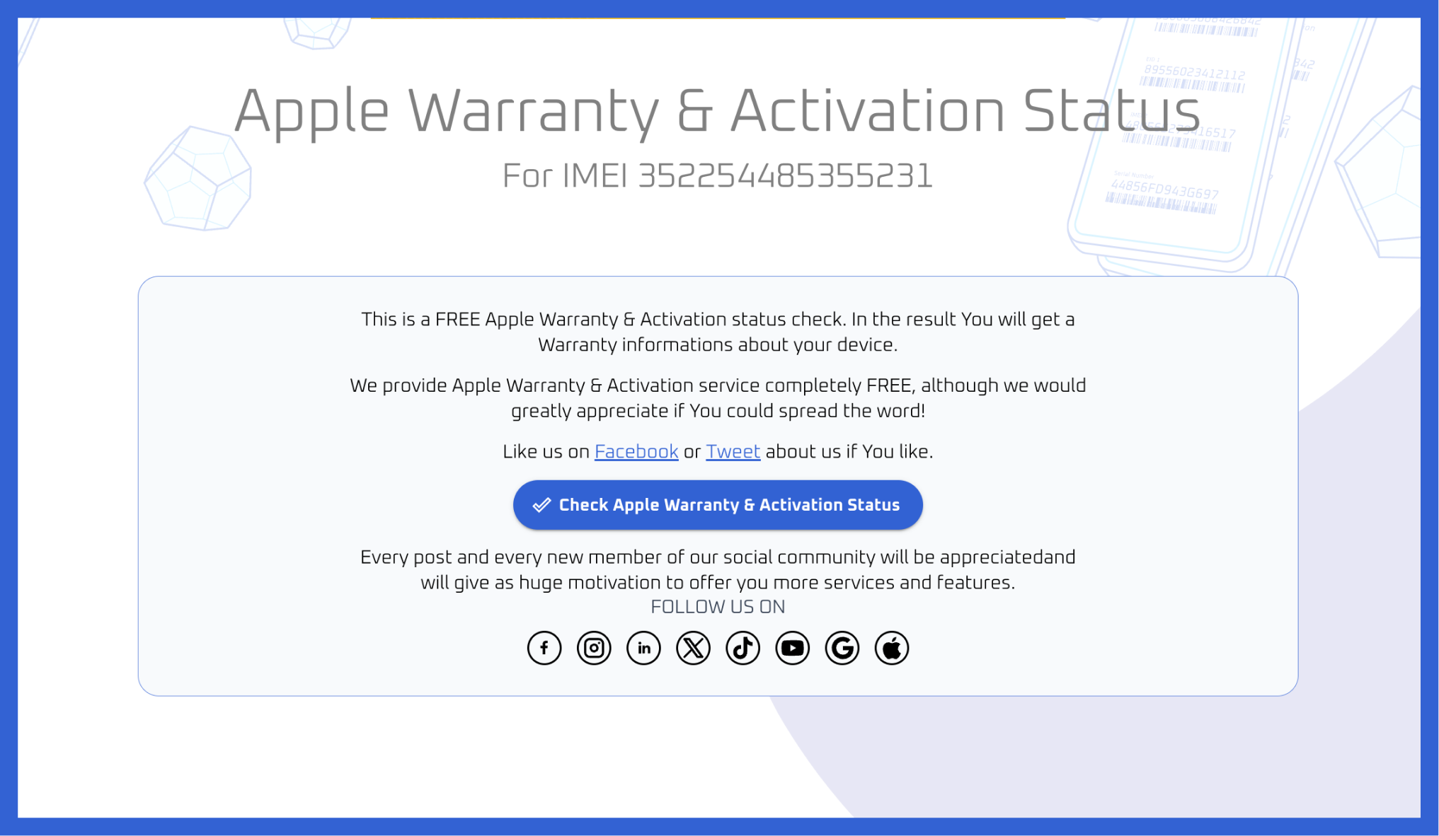 iPhone / iPad Warranty & Basic info Checker - News - IMEI.info